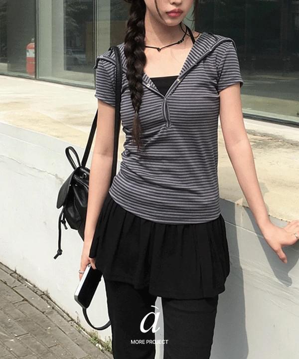 anyonemore - Kale Snap Toto Hooded Short Sleeve T-Shirt - Codibook.